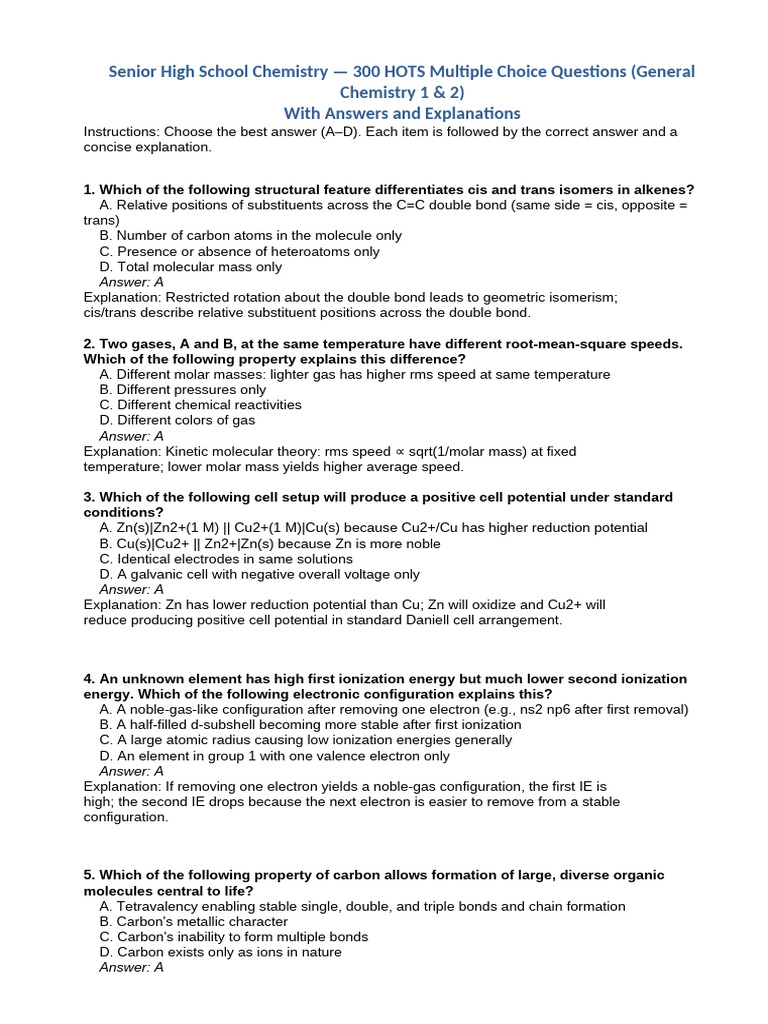 SHS Chemistry Reviewer | PDF | Redox | Chemical Reactions