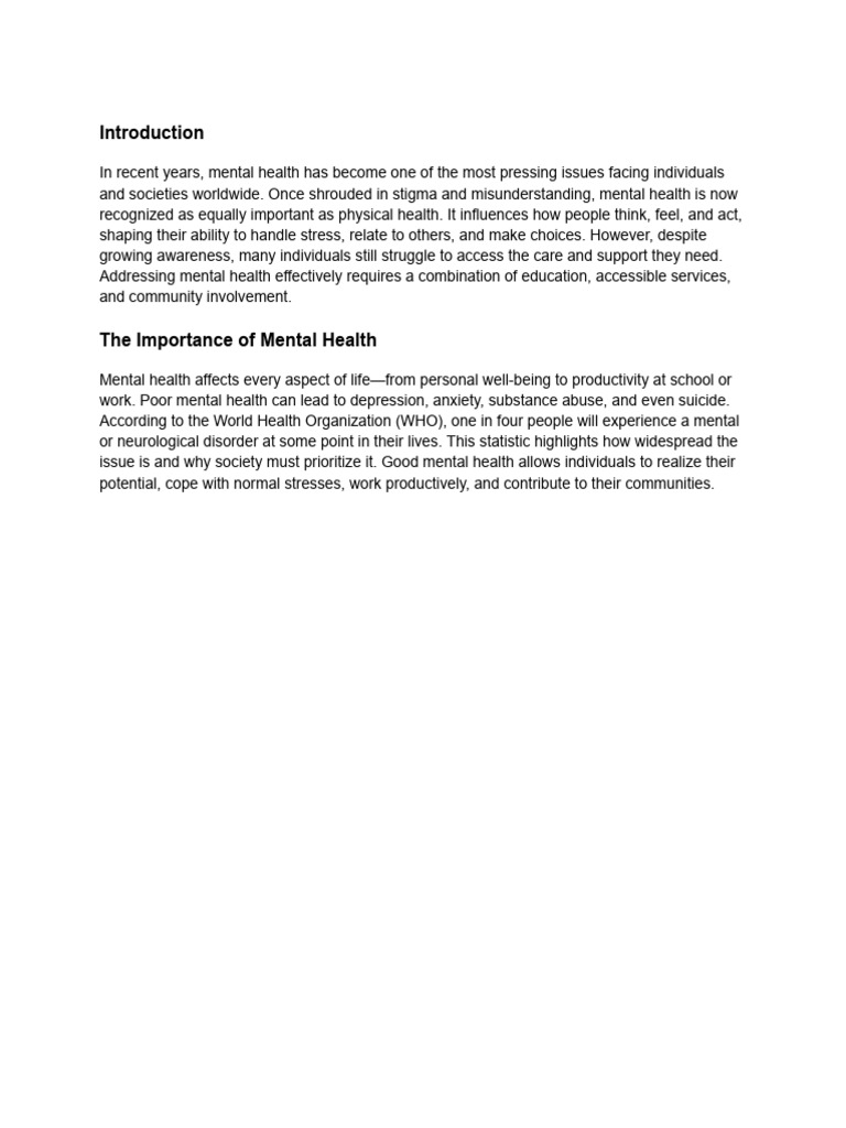 Understanding the Importance of Mental Health | PDF