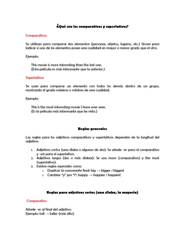 Comparativos y Superlativos | PDF
