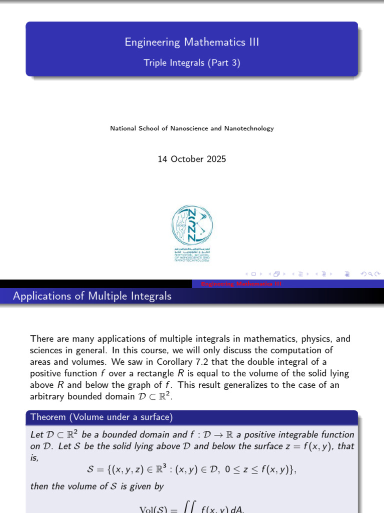 MATH3 Presentation 8 Integral Triple 14-10-2025 | PDF | Integral ...