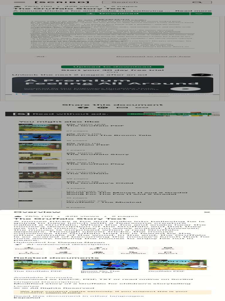 The Gruffalo Story Text Summary | PDF | Children's Literature