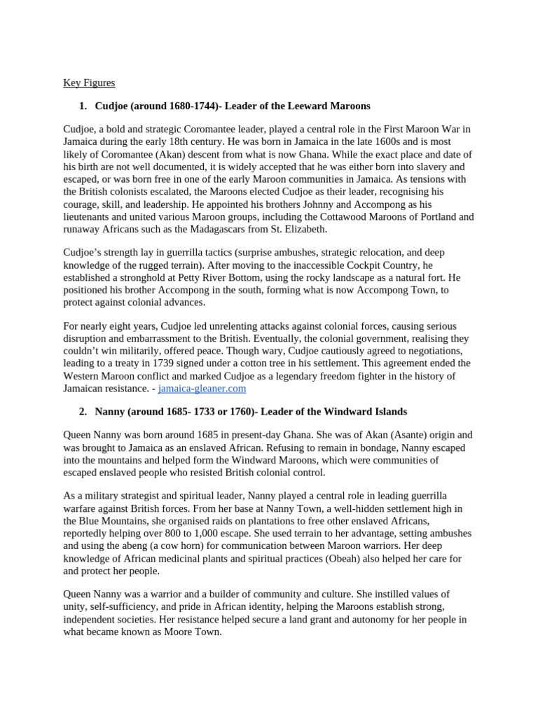 Cudjoe and Nanny: Maroon Leaders' Legacy | PDF | Jamaica