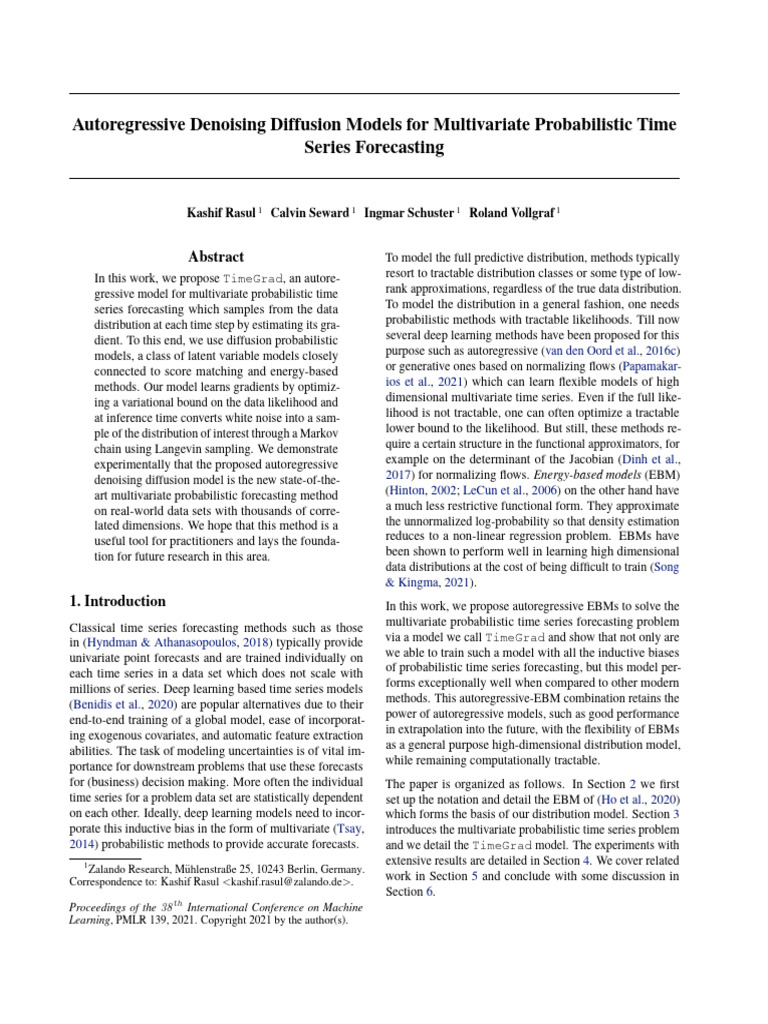 Denosing Diffusion Series Forecasting | PDF | Time Series | Forecasting