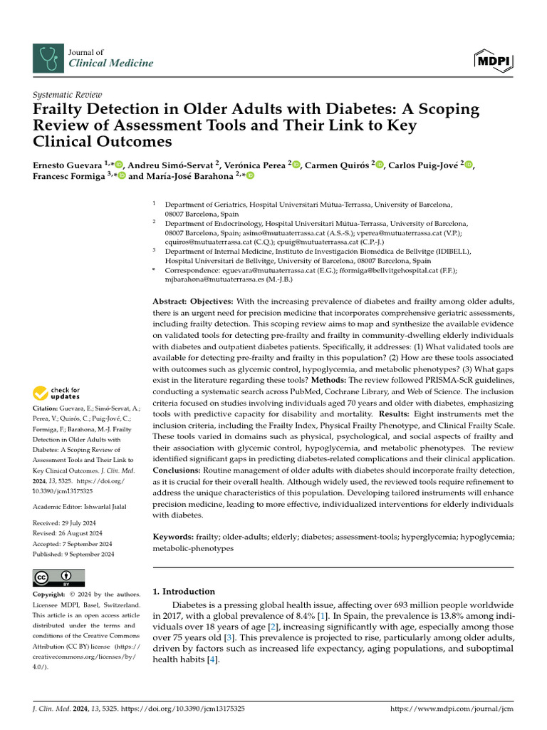 Frailty Detection in Older Adults With Diabetes: A Scoping Review of ...