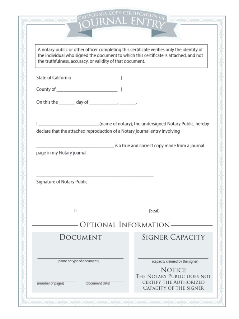 Notary Public Signer Capacity Certificate | PDF