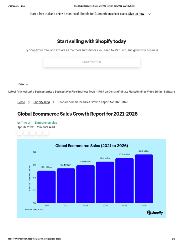 Global Ecommerce Sales Growth Report For 2021-2026 (2023) | PDF | E ...