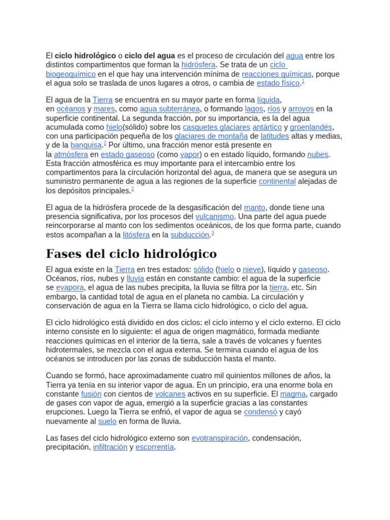 Ciclo Hidrológico: Fases y Procesos | PDF | El ciclo del agua | Agua
