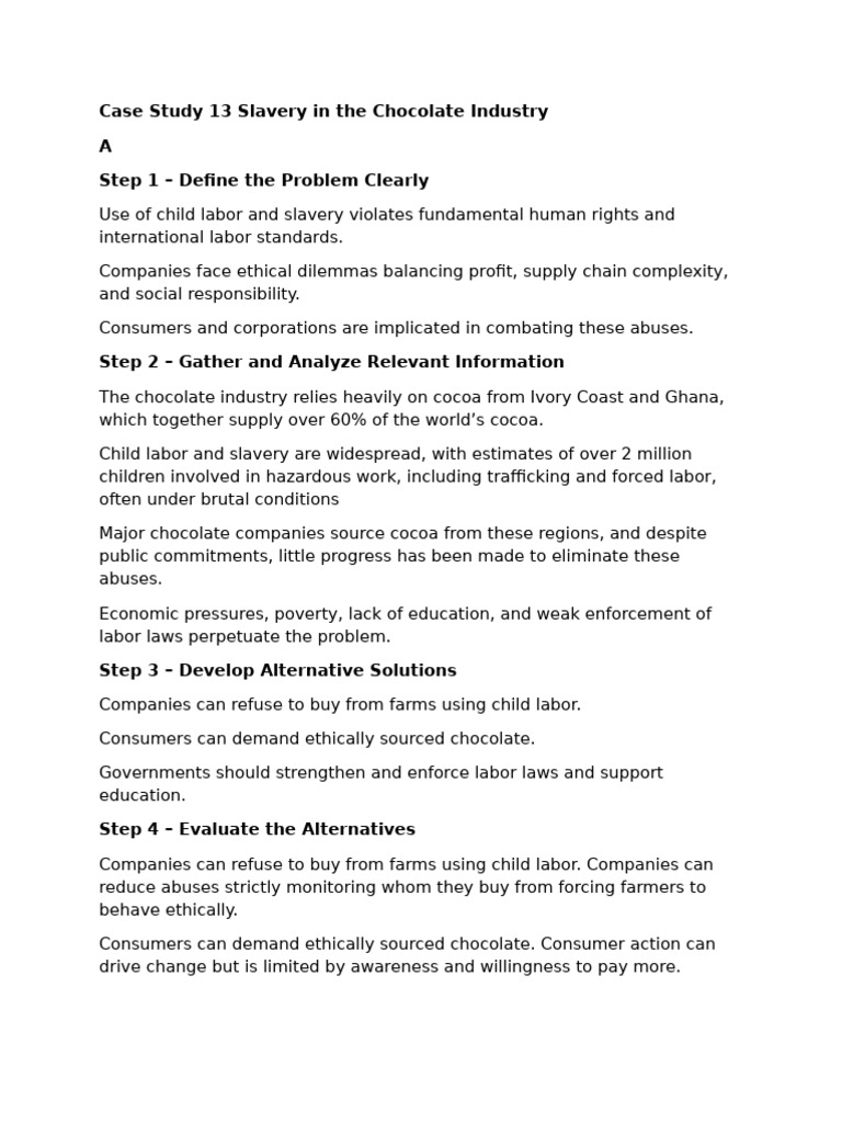 Case Study 13 Slavery in The Chocolate Industry | PDF | Cocoa Bean ...