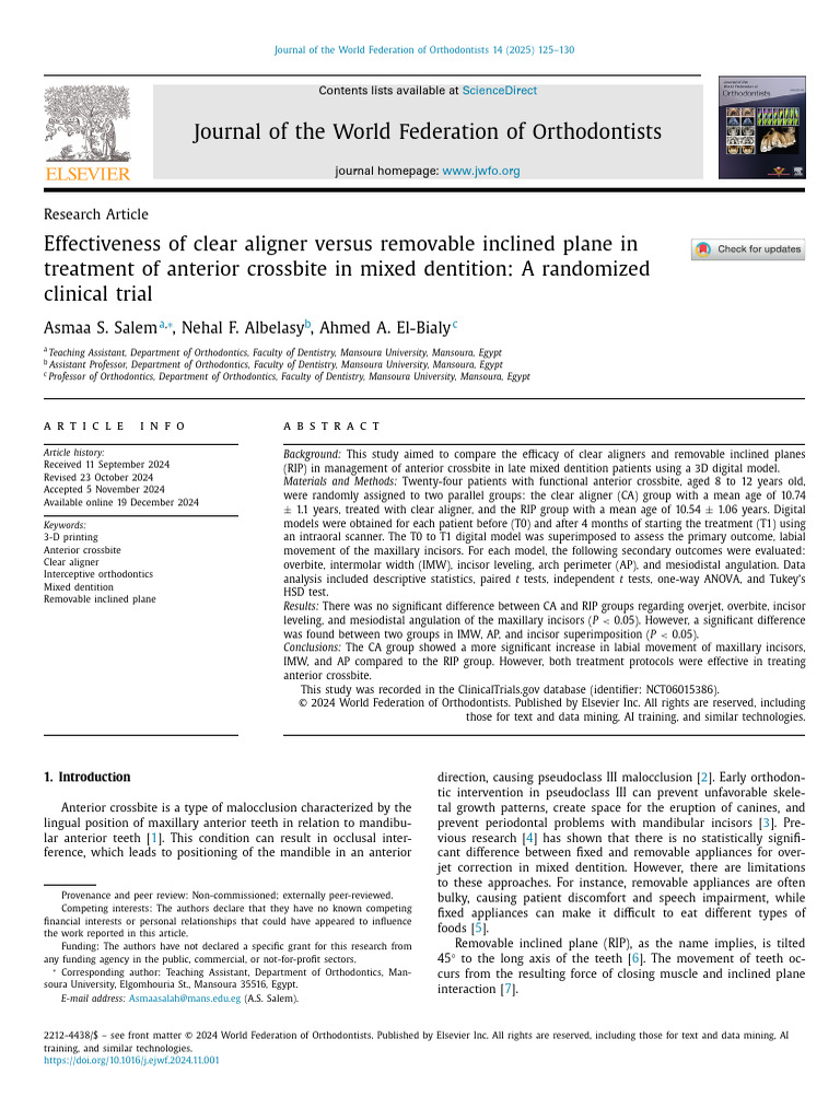 Effectiveness of Clear Aligner Versus Removable In | PDF | Orthodontics ...