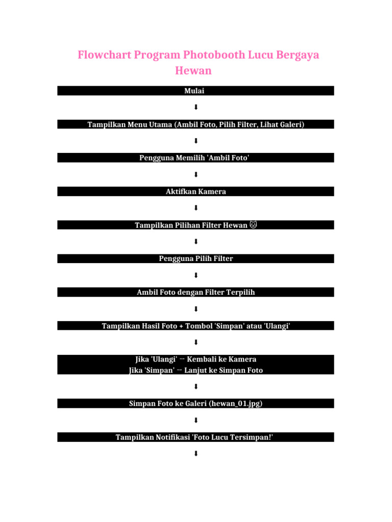 Flowchart Photobooth Lucu Bergaya Hewan | PDF