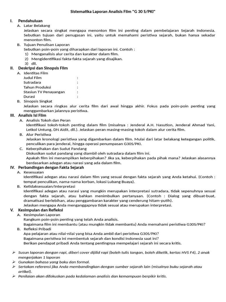 Sistematika Laporan Analisis Film G 30 S PKI | PDF