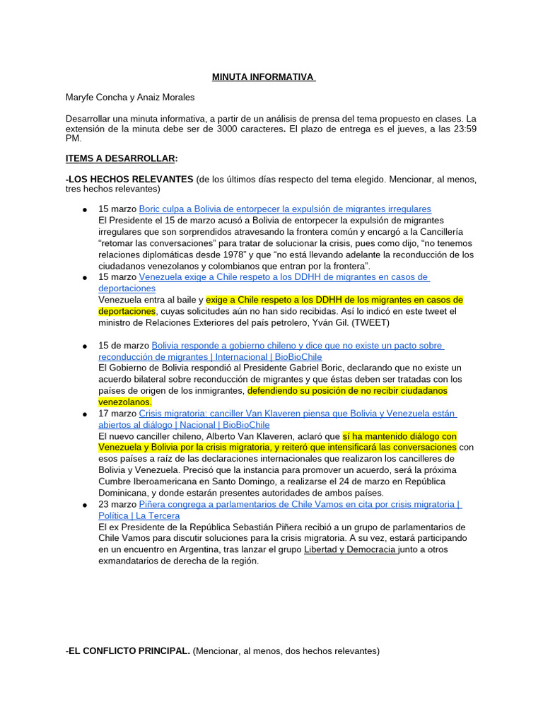 Minuta informativa | PDF | Chile | Venezuela