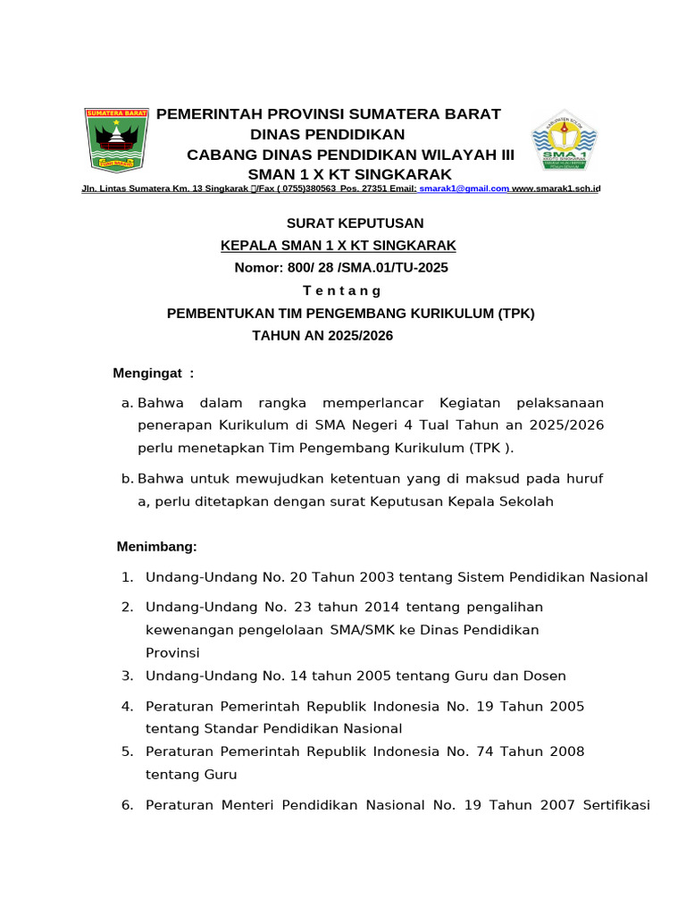 Ilide - Info 11 Lampiran 1 SK TPK 2025 2026 PR | PDF