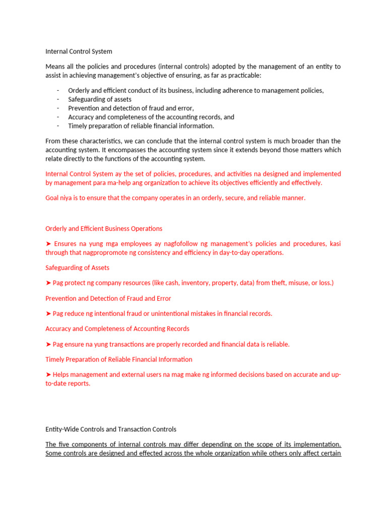 Internal Control System | PDF | Internal Control | Financial Services