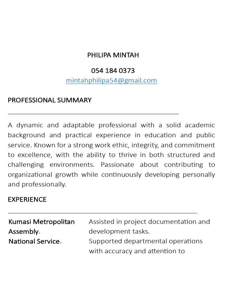 Philipa Mintah CV | PDF