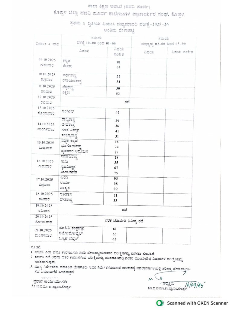 Final Time Table-2025.26 | PDF