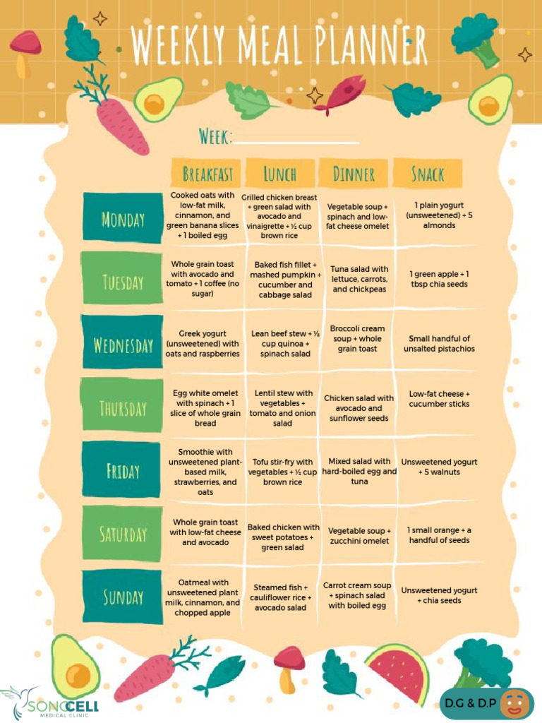 Weekly Meal Plan Pdf Salad Soup