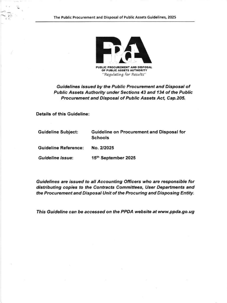 Procurement Guidelines for Schools 2025 | PDF | Procurement | Partial ...
