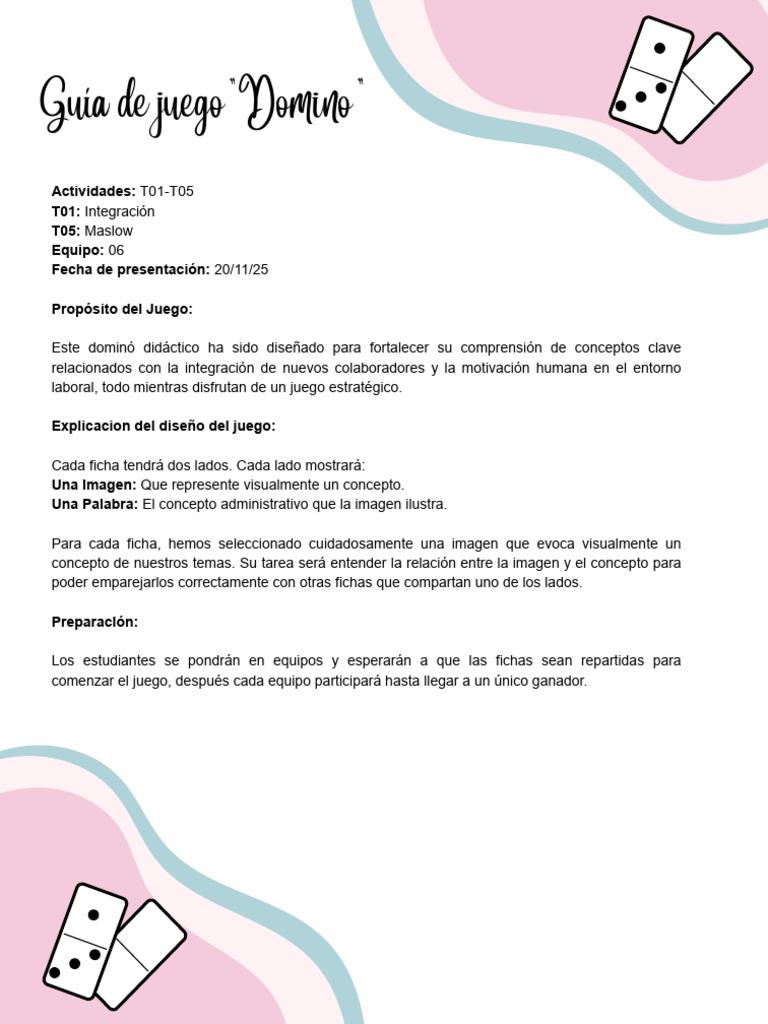 Guía Del Juego "Domino" PDF | PDF