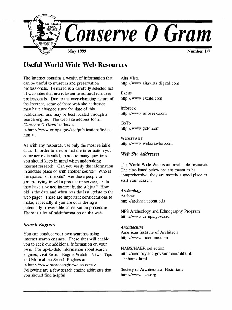 Useful World Wide Web Resources | PDF | National Park Service | Archive