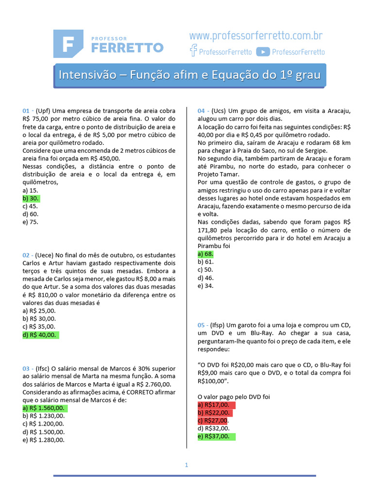 função afim | PDF | Internet