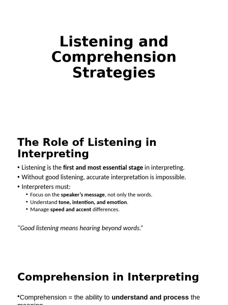 Listening and Comprehension Strategies | PDF