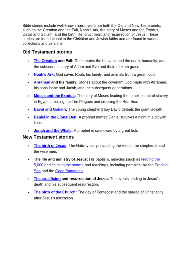 Key Bible Stories: Old and New Testament | PDF