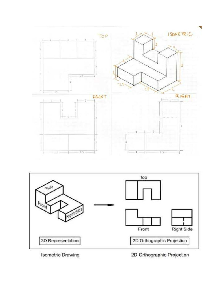 Freehand Orthographic and Isometric Views | PDF