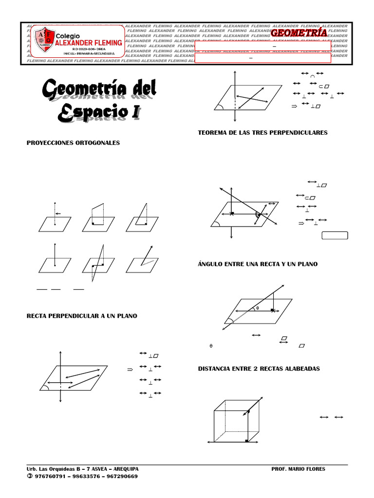 Practica de Rectas y Planos - Angulo Diedro | PDF | Triángulo | Perpendicular