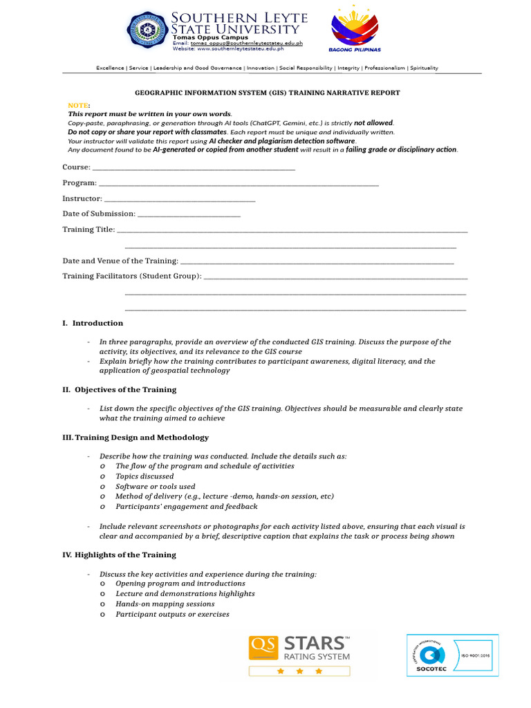 Narrative Report Template | PDF | Evaluation | Geographic Information ...