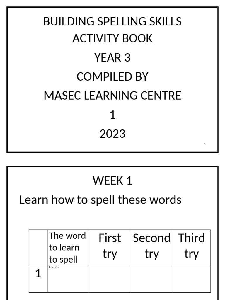 Year 3 Spelling Skills Workbook | PDF