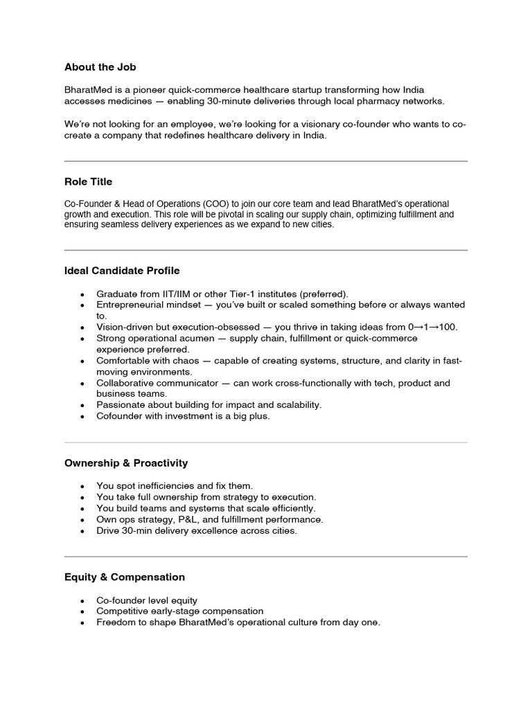 Co Founder Role | PDF