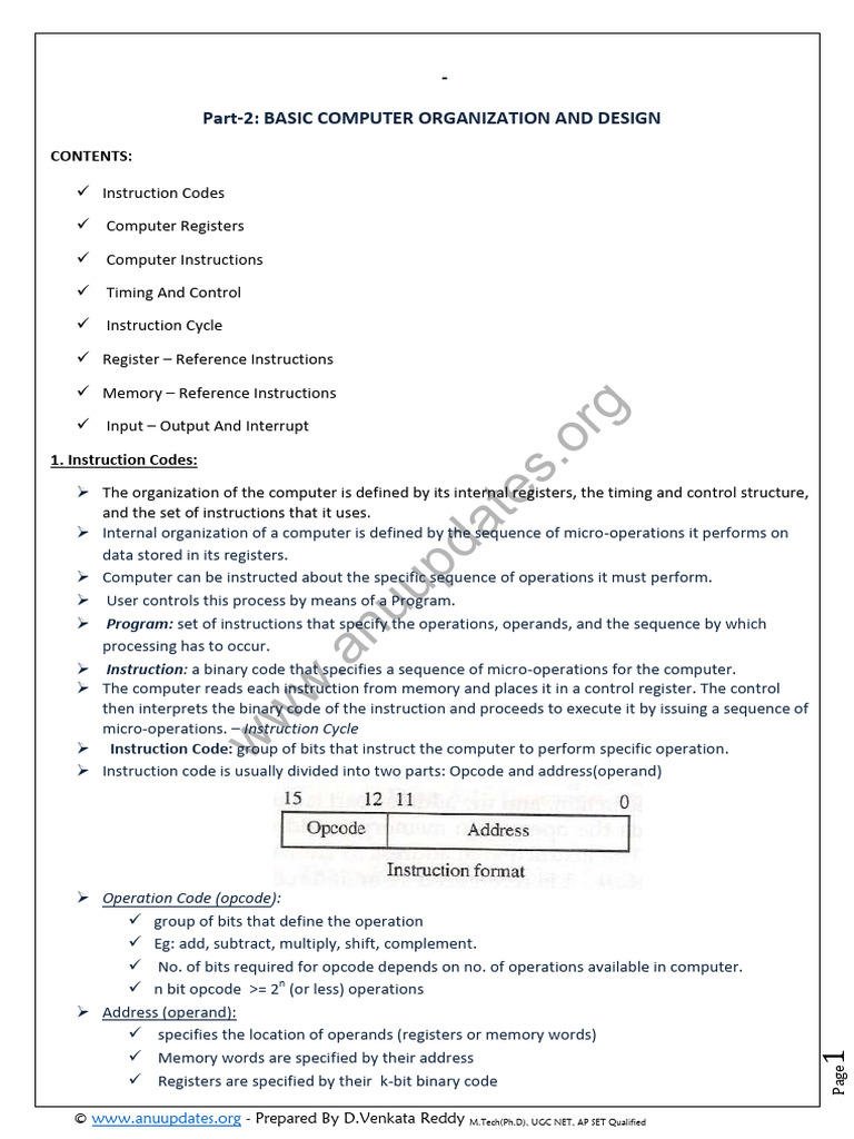 UNIT-I ( PART-II Basic Computer Organization and Design) | PDF | Computing | Computer Science