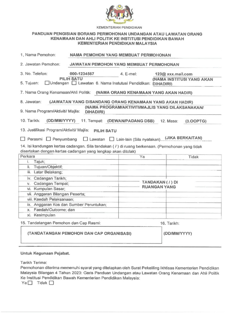 Panduan Isi Borang Kenamaan | PDF