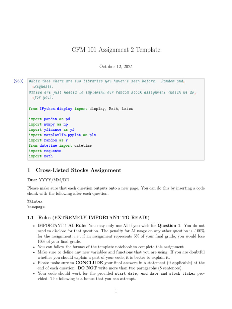 CFM 101 Assignment 2 | PDF | Python (Programming Language) | Financial ...