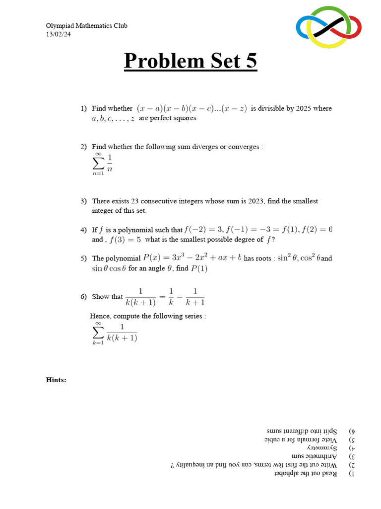 Olympiad Math Problem Set 5 | PDF