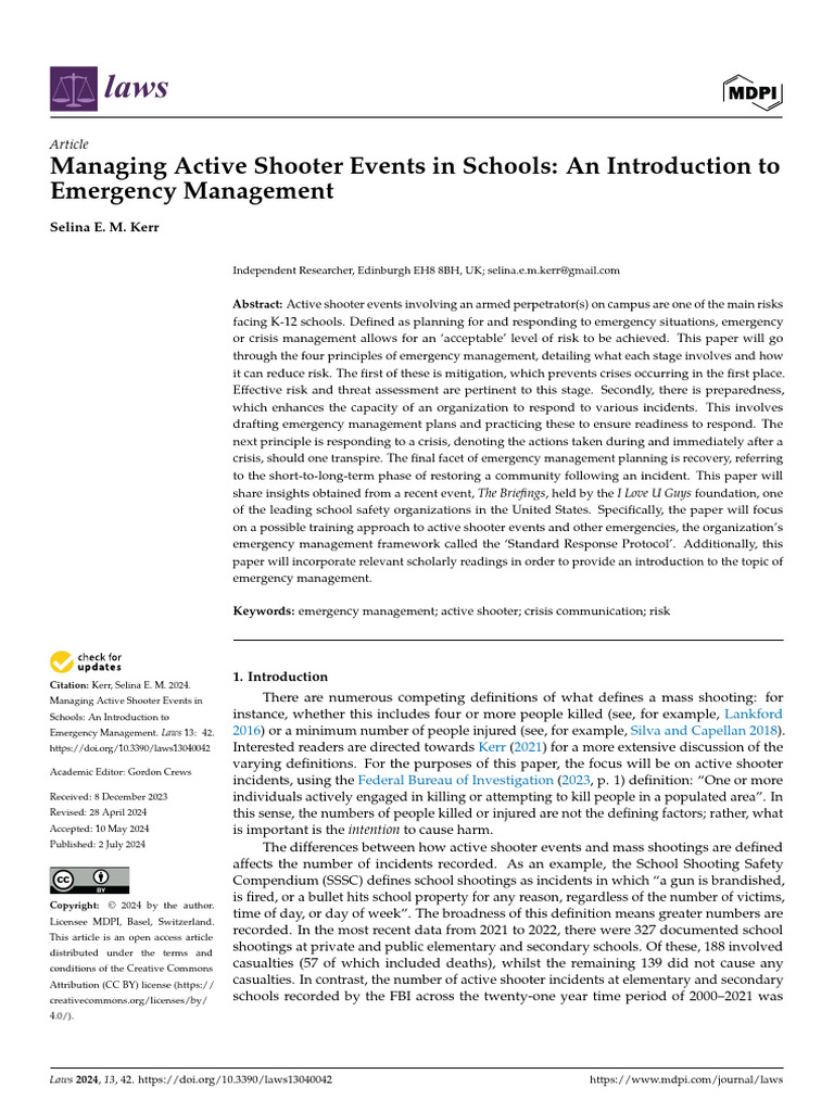 Active Shooter Management in Schools | PDF | Emergency Management ...