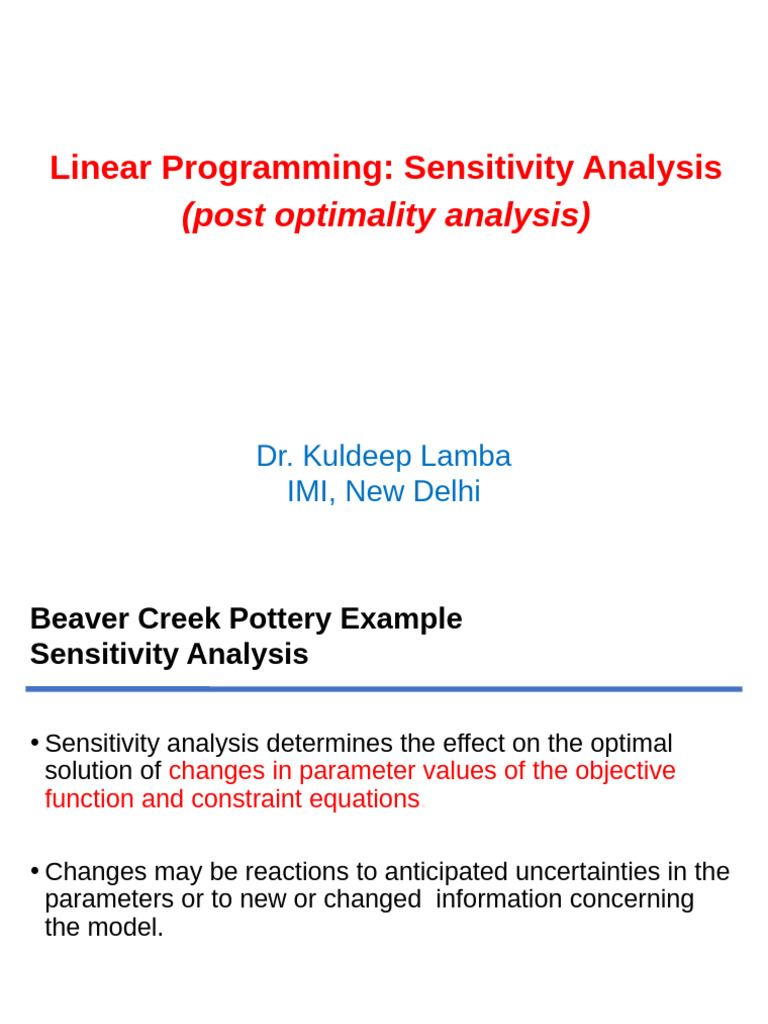 Sensitivity Analysis in Linear Programming | PDF | Sensitivity Analysis ...