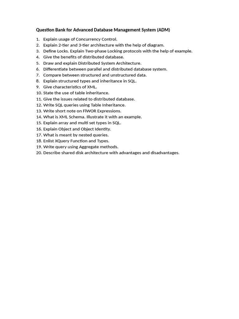 Advanced Database Management Questions | PDF