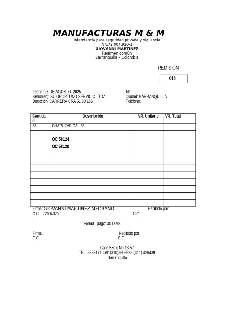 018 Remision Sos Giomar 28 de Agosto 2025 | PDF