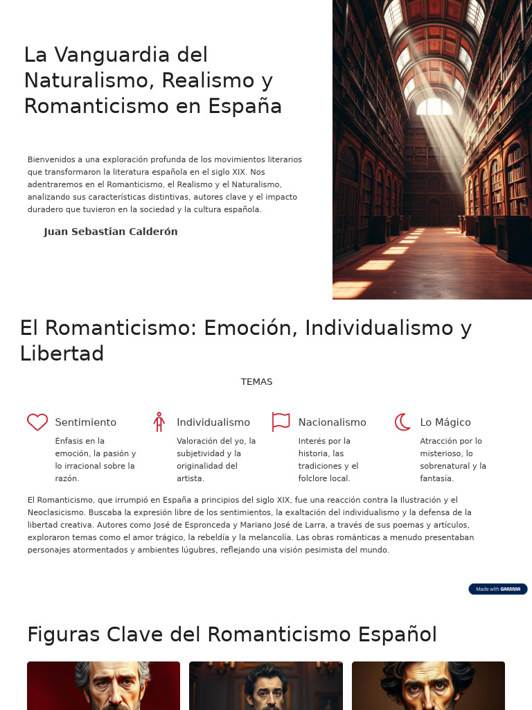 Movimientos Literarios en España: XIX | PDF | Realismo literario ...