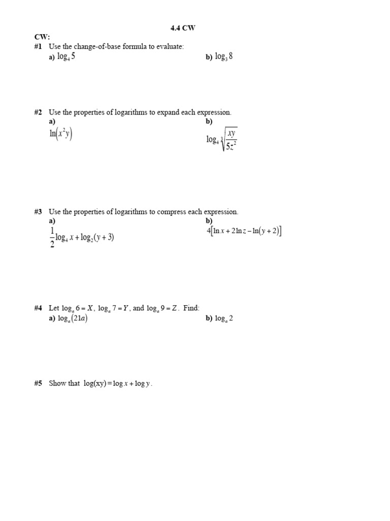 1 2 Log Log (3) : Use The Change-Of-Base Formula To Evaluate | PDF