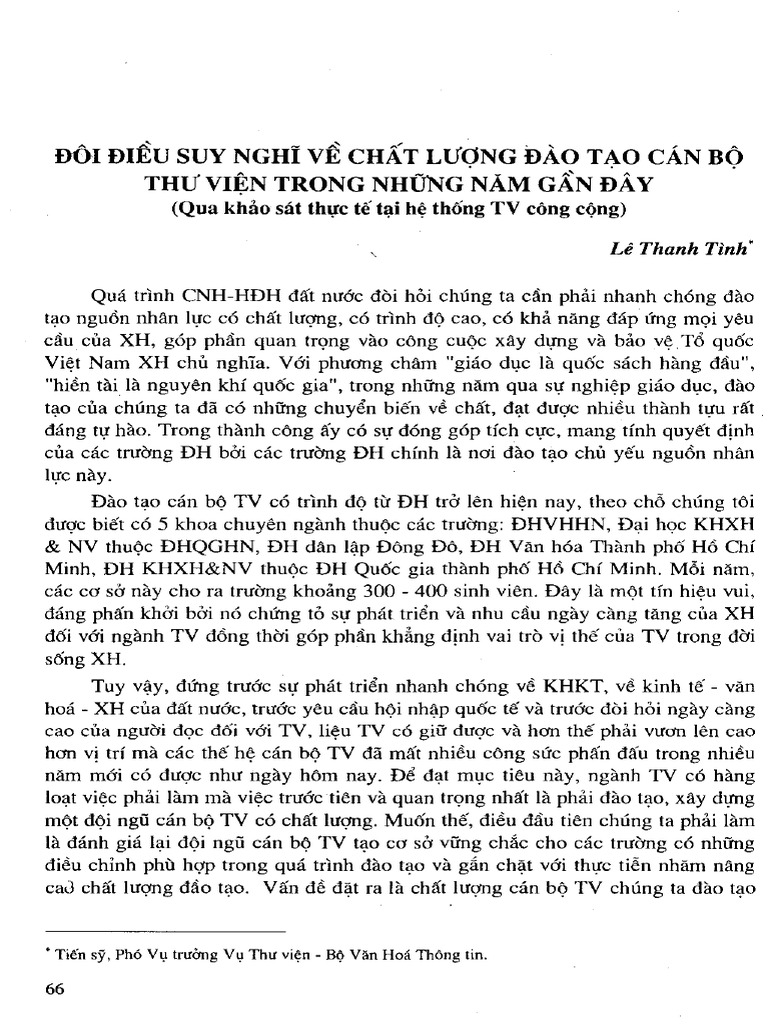 BB - Doi Dieu Suy Nghi Ve Chatluong Dao Tao Can Bo Thu Vien - 4tr | PDF