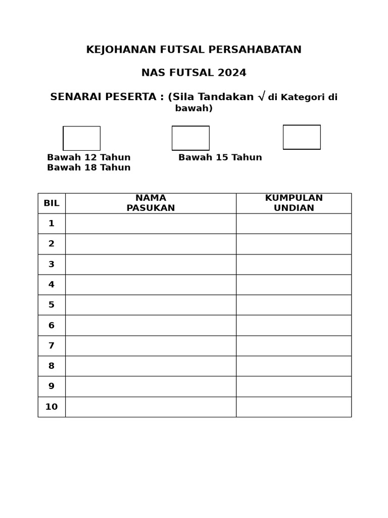 Kejohanan Futsal Persahabatan | PDF