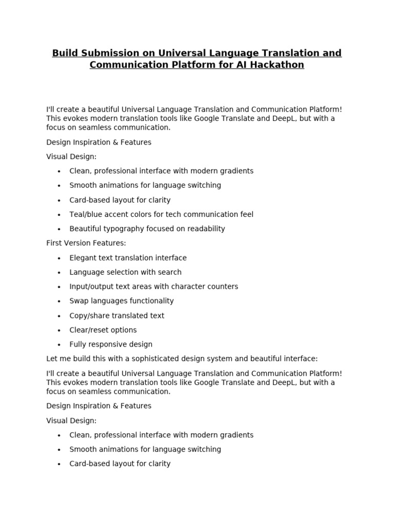 Build Submission On Universal Language Translation and Communication ...