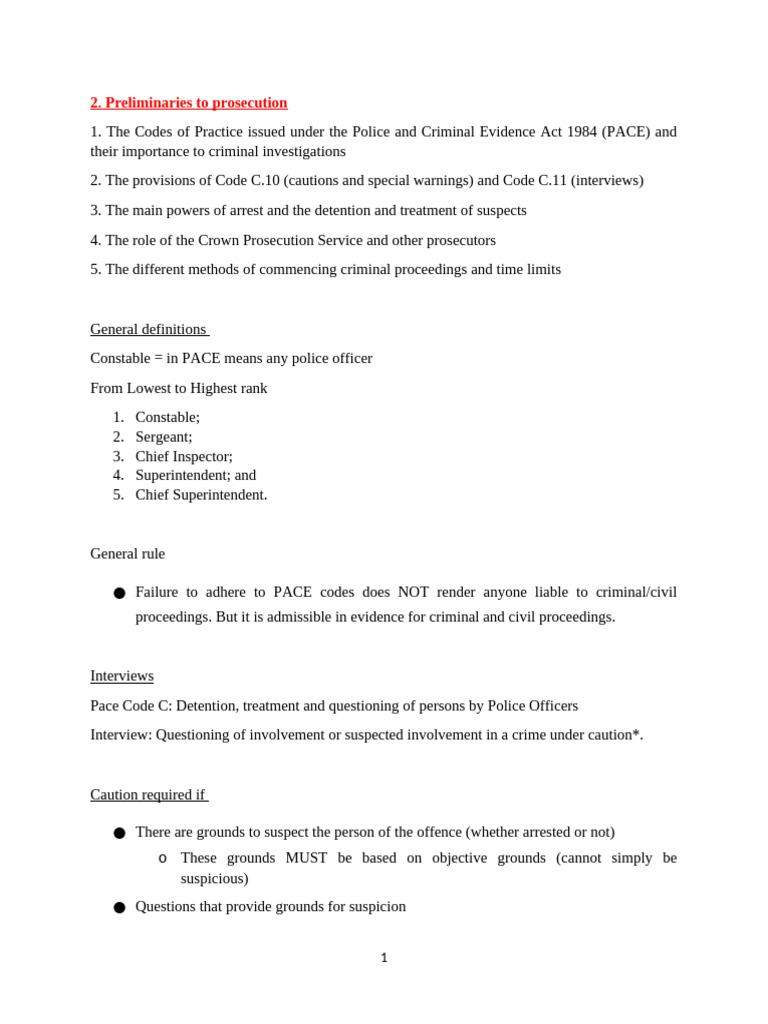 PACE Codes: Arrest and Interview Procedures | PDF | Arrest | Prosecutor