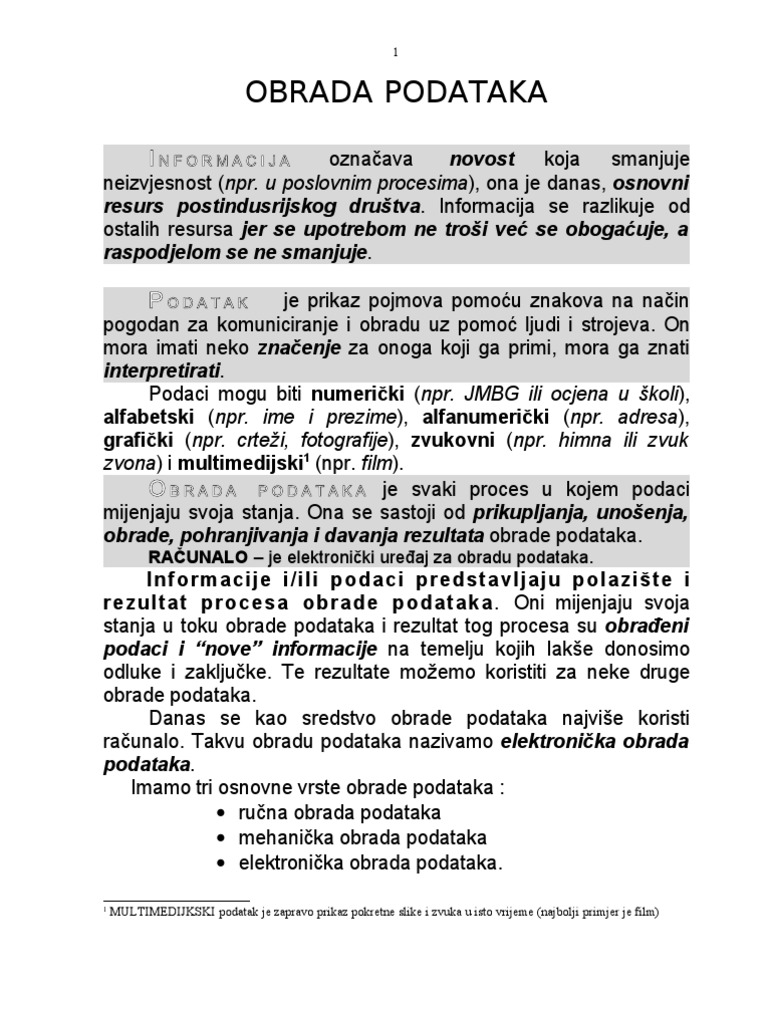 Obrada Podataka | PDF