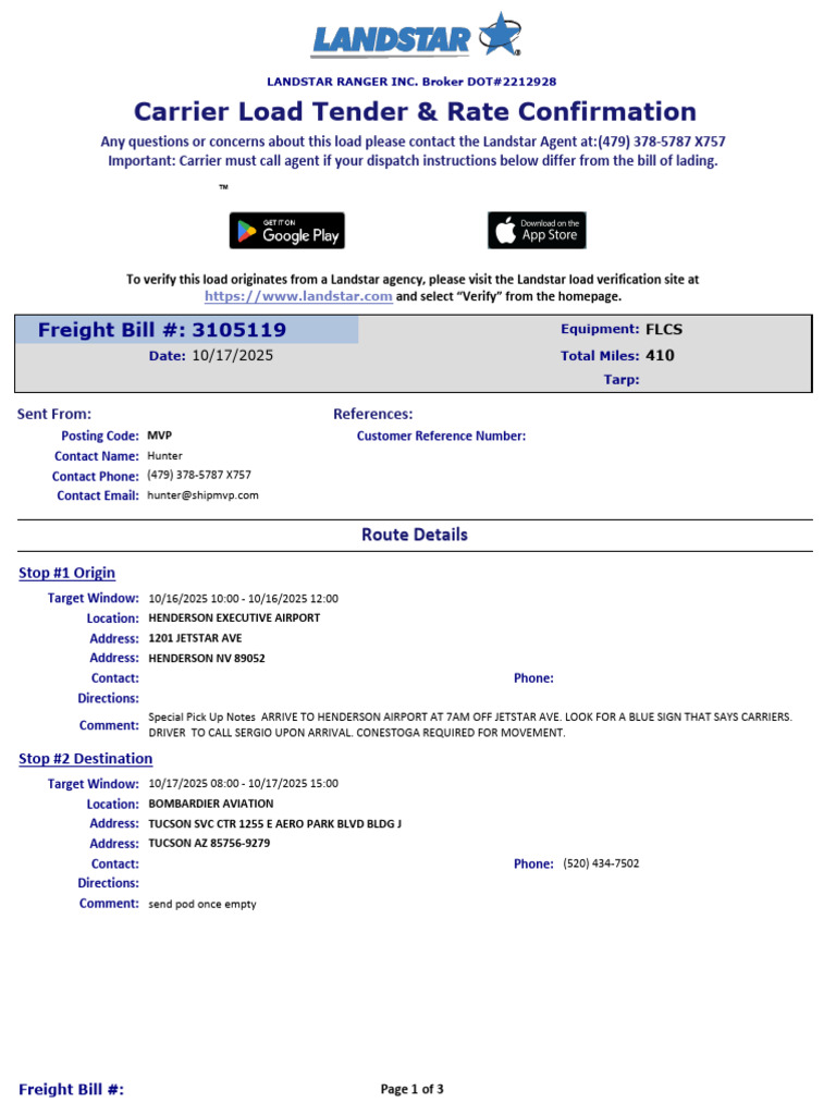 Landstar Load Verification Instructions | PDF | Cargo | Receipt