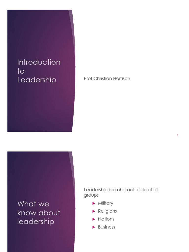 Introduction To Leadership | PDF | Leadership | Behavioural Sciences