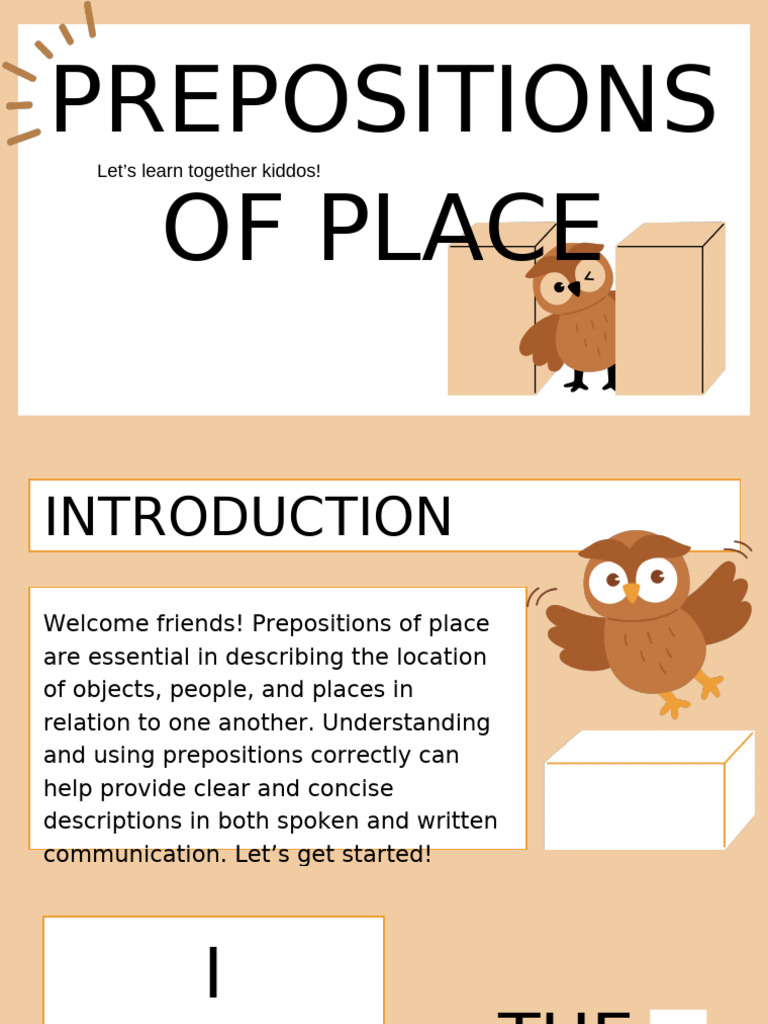 Prepositions of Place First Grade | PDF